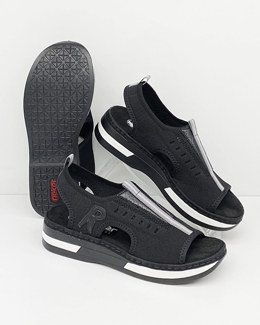 Rieker V59B5-00 czarne szerokie damskie sandały na haluksy, tęgość G-H > Rieker V59B5-00 czarne ...